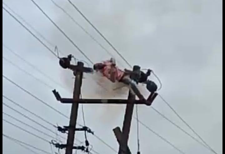 Watch touching video of man electrocuted on the electric pole – Prismedia